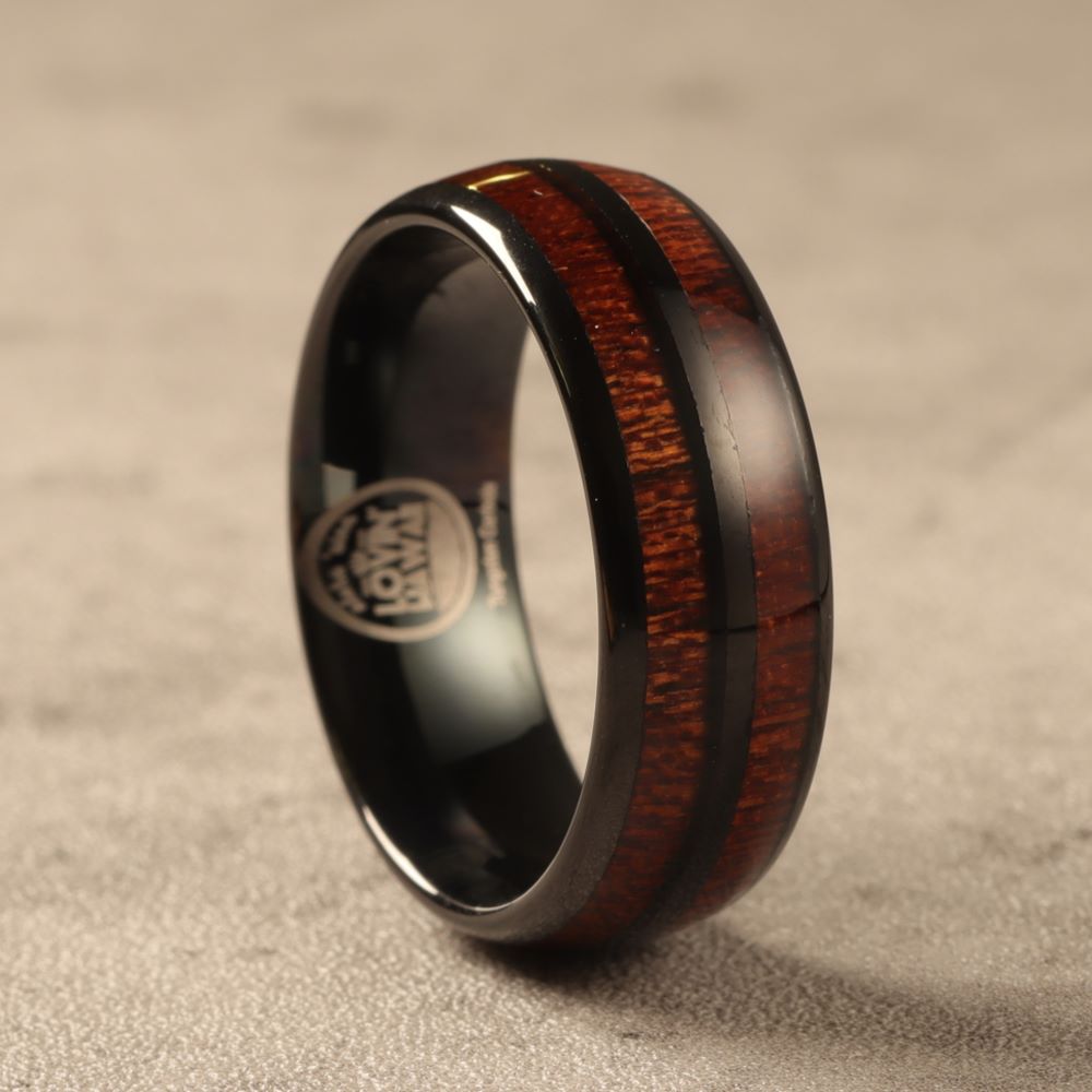 Hawaiian Koa Wood Ring | Koa Wood Inlay – LovinHawaii