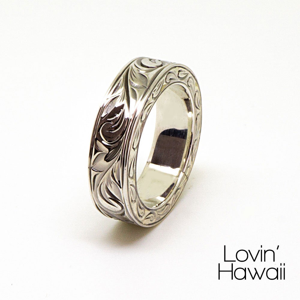 Mens Hawaiian Rings | Silver Hawaiian Rings with Black Rhodium ...