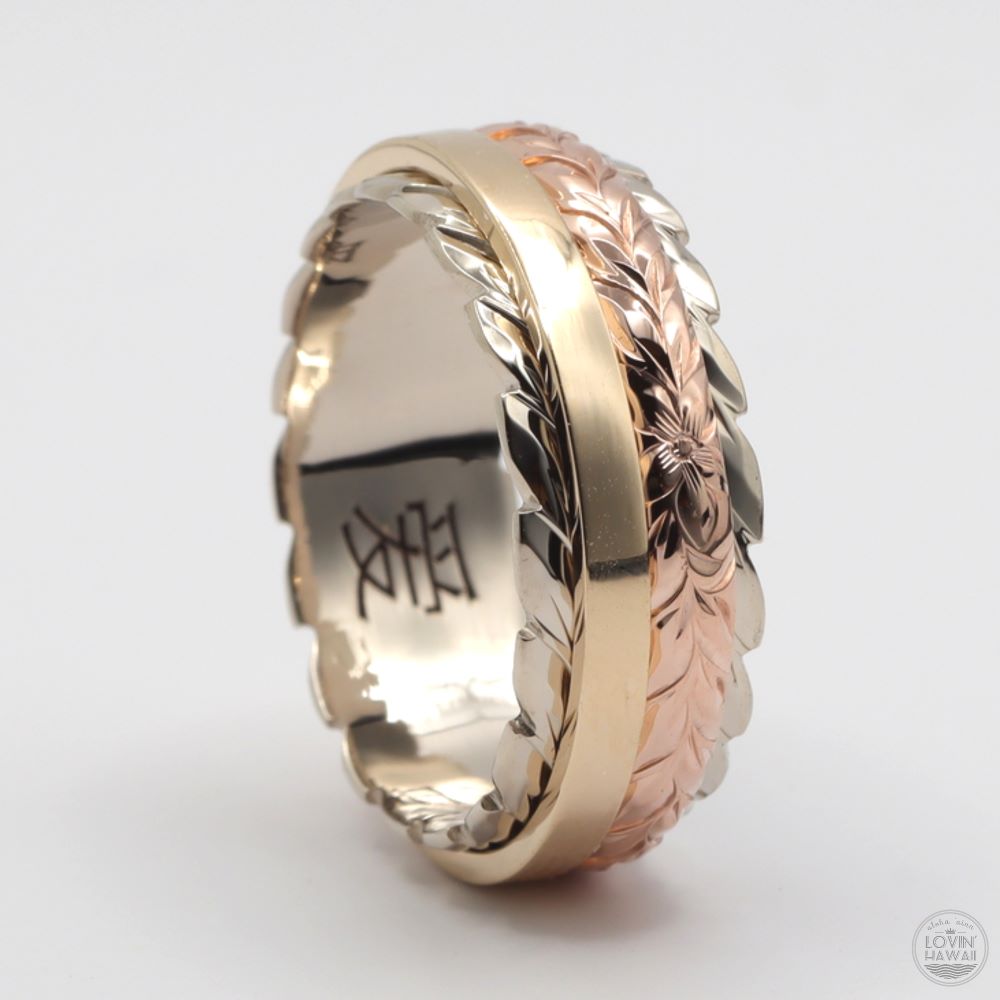 Tri Color Gold Band | Hawaiian Heritage 14K Gold Ring – LovinHawaii